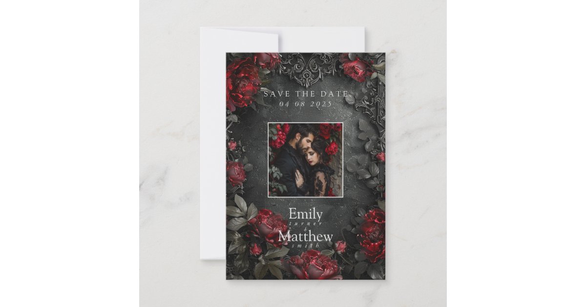 Baroque Gothic Peonies Save The Date | Zazzle