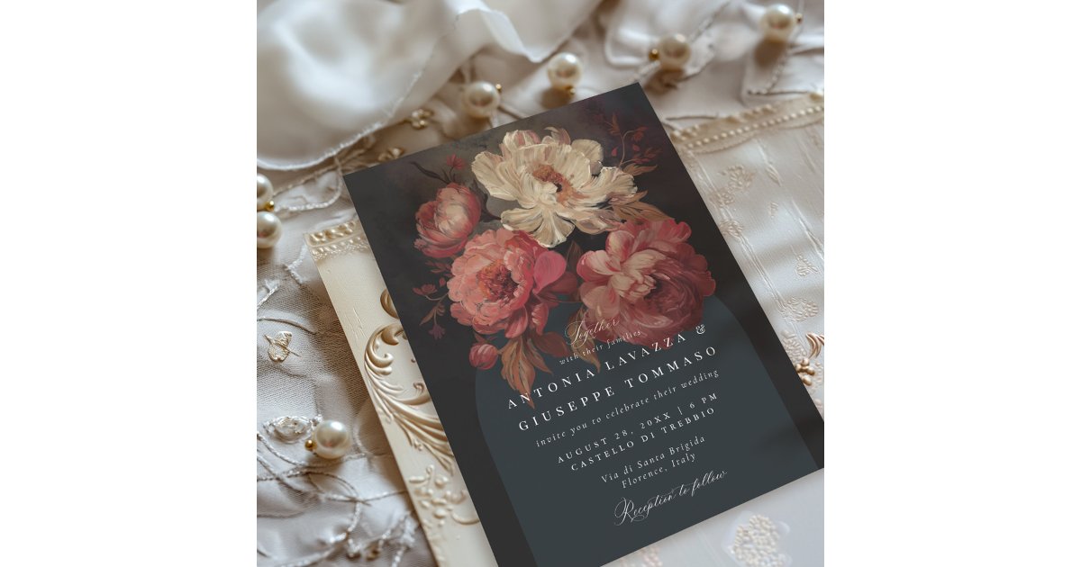 Baroque Painted Florals Arch Invitation | Zazzle