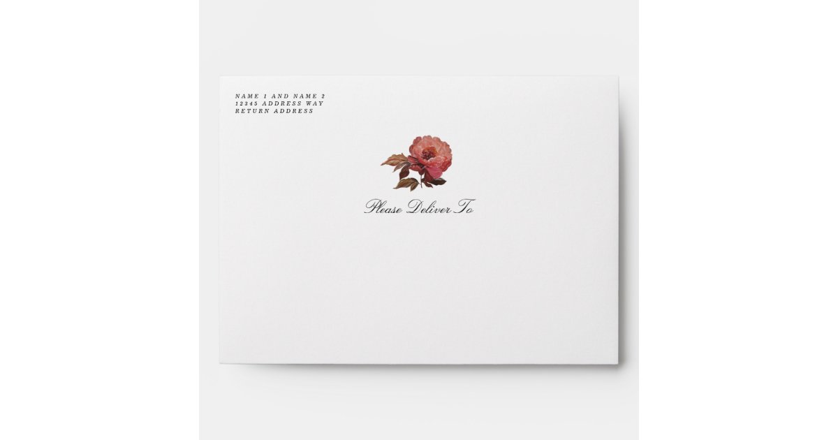 Baroque Painted Flower Wedding Envelope | Zazzle