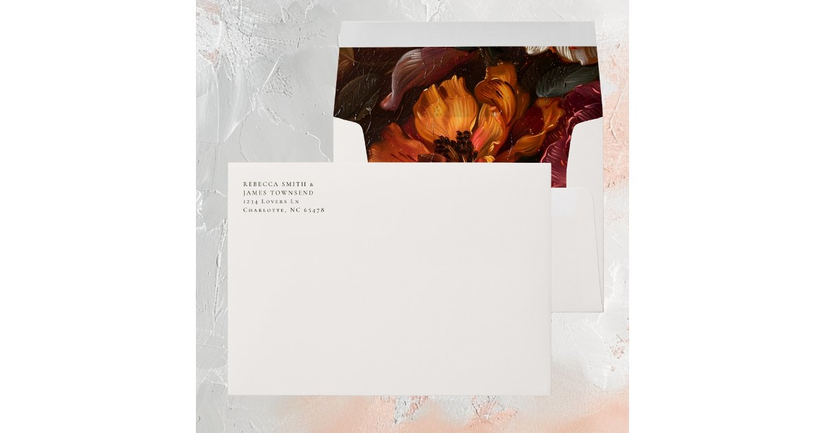 Baroque Painted Romantic Fine Art Flowers Wedding Envelope | Zazzle