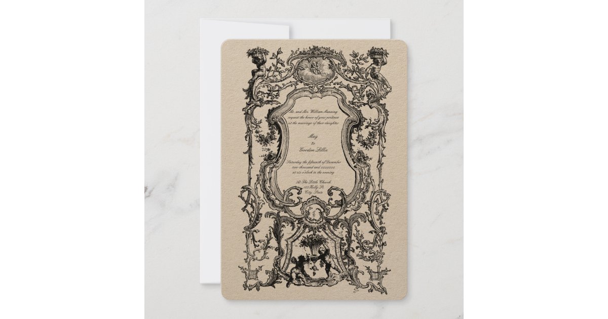 Baroque Rococo 1700's Floral Border With Cherubs Invitation | Zazzle