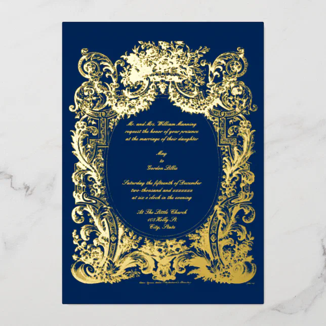 Baroque Rococo Wedding Foil Invitation | Zazzle