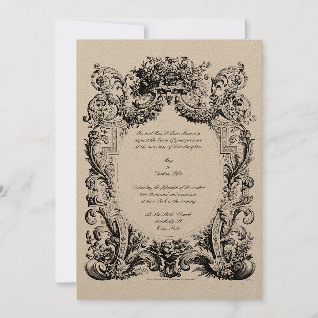 Baroque Rococo Wedding Invitation Template | Zazzle