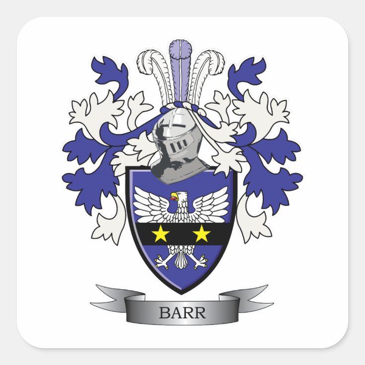 Barr Family Crest Coat of Arms Square Sticker | Zazzle