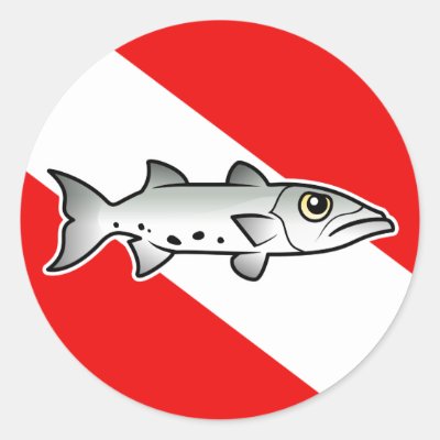 Great Barracuda with Diver Down Flag Gifts for Scuba Divers