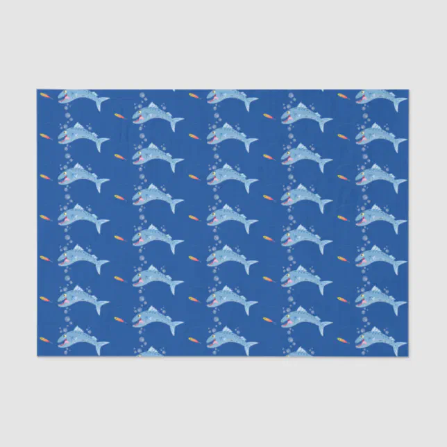 Barracuda fish hungry fishing cartoon illustration tissue paper | Zazzle