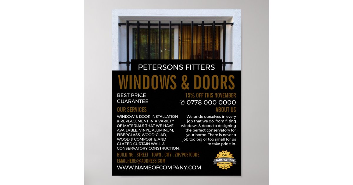 Barred Window, Window & Door Fitter Company Poster | Zazzle