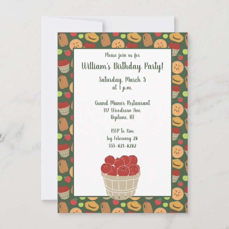 Barrel of Apples Apple Picking Pattern Party Invitation | Zazzle