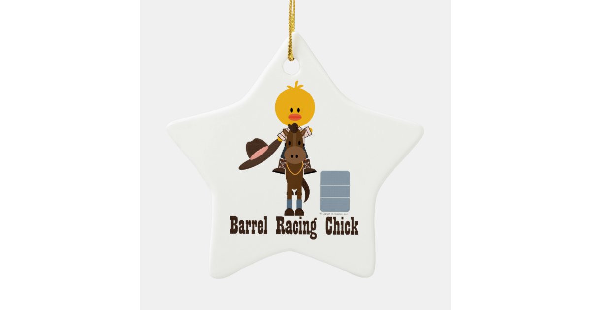 Barrel Racing Chick Star Ornament | Zazzle