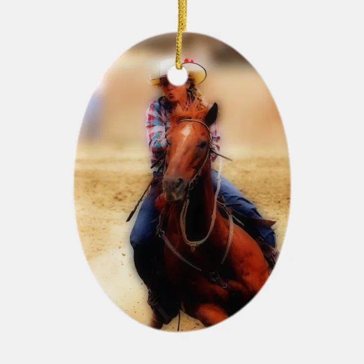 Barrel Racing Cowgirl 2018 Ceramic Ornament | Zazzle