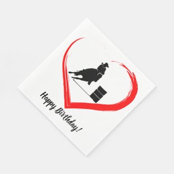 Barrel Racing Horse and Red Heart Happy Birthday Napkins | Zazzle