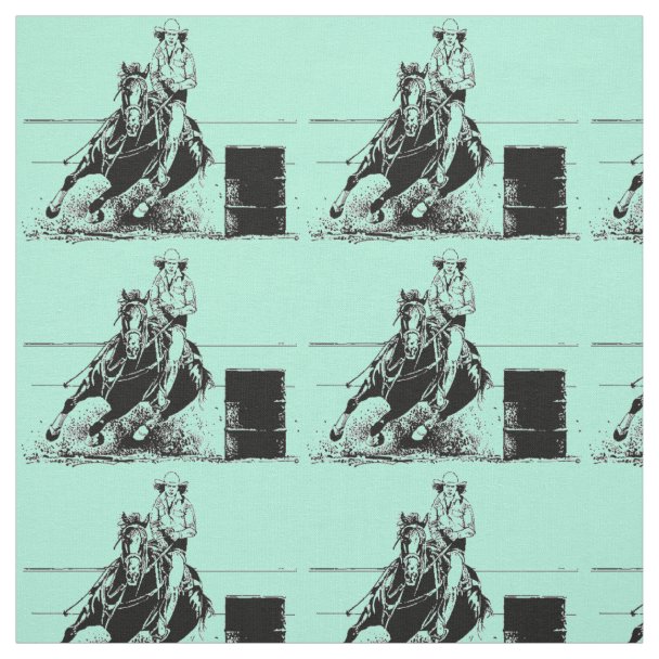 Western Rodeo Cowgirl Barrel Racing Fabric | Zazzle