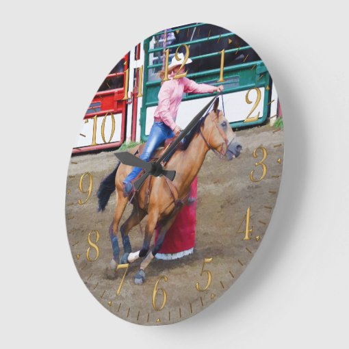 Barrel-Racing Rodeo Cowgirl Design I Large Clock | Zazzle