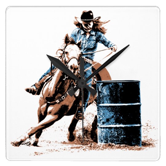 Barrel Racing Square Wall Clock | Zazzle.com