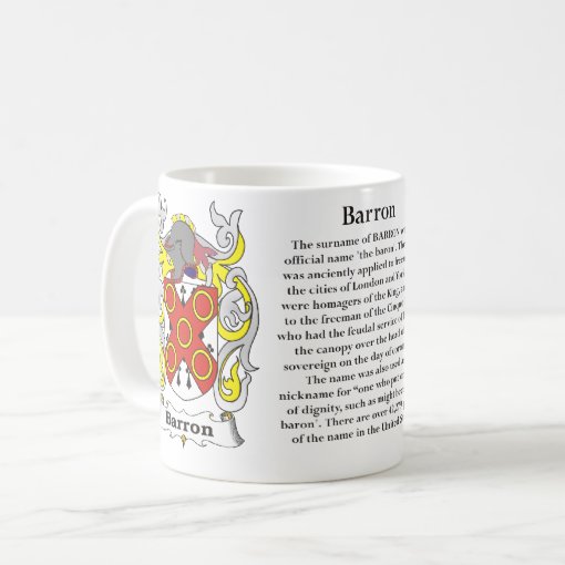 Barron, the origin, meaning and the crest coffee mug | Zazzle
