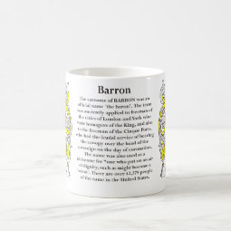 Barron, the origin, meaning and the crest coffee mug | Zazzle