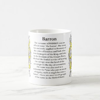 Barron, the origin, meaning and the crest coffee mug | Zazzle