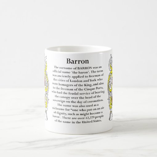 Barron, the origin, meaning and the crest coffee mug | Zazzle