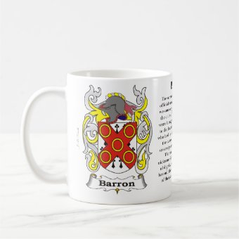Barron, the origin, meaning and the crest coffee mug | Zazzle