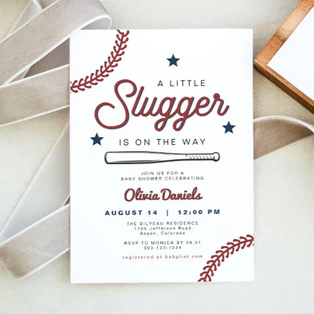 BARRY Little Slugger Baseball Baby Shower Invitation | Zazzle