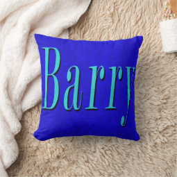 Barry, Name Logo On Blue Mosaic, Throw Pillow | Zazzle