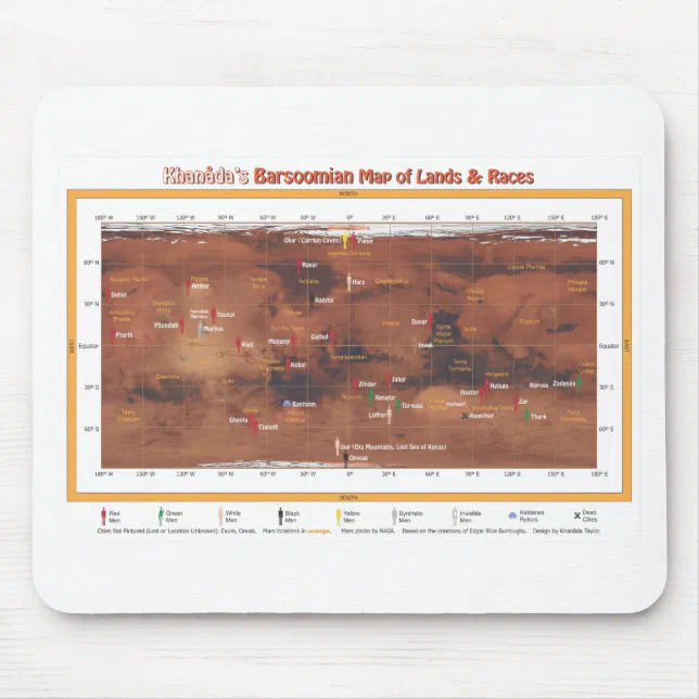Barsoomian Map of Lands and Races Mousepad | Zazzle