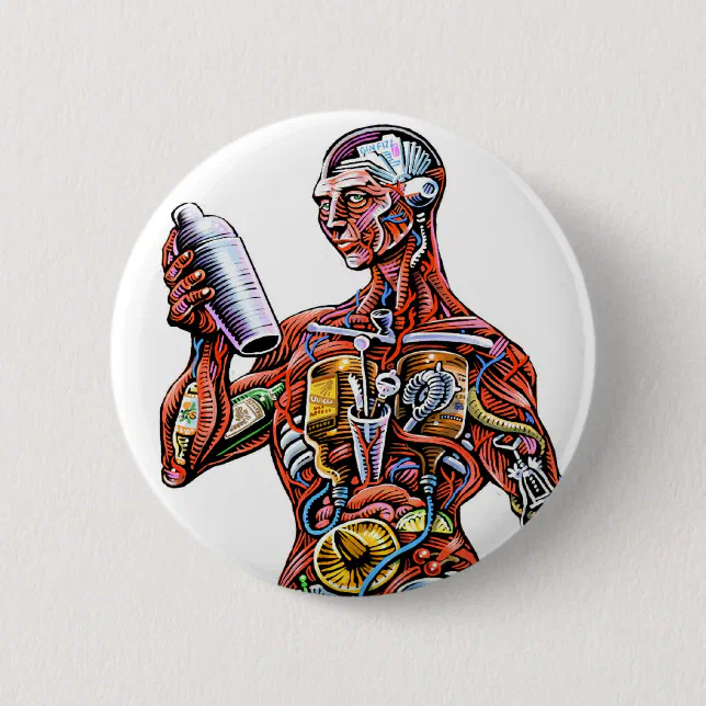 Bartender Anatomy Button | Zazzle