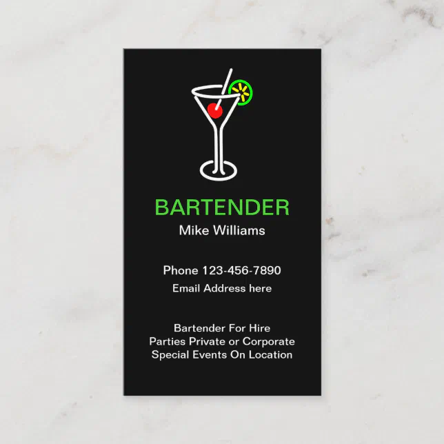 Bartender For Hire Business Card | Zazzle