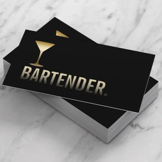 Bartender Modern Gold Wine Bar Minimalist Business Card | Zazzle