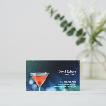 Bartender Nightclub Cocktail Bar Modern Business Card | Zazzle