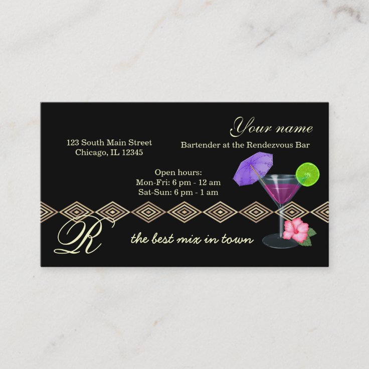 Bartender/Owner Bar Business Card | Zazzle