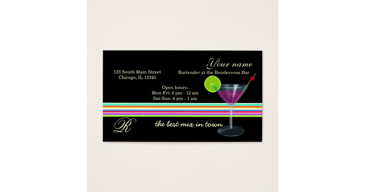 Bartender/Owner Bar Business Card | Zazzle.com