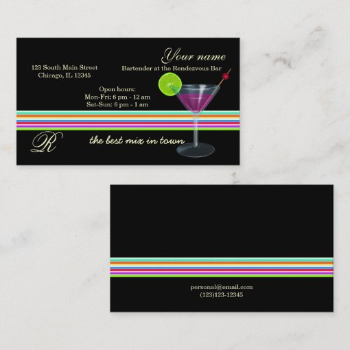 Bartender/Owner Bar Business Card | Zazzle