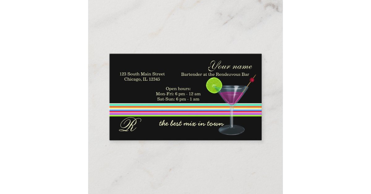 Bartender/Owner Bar Business Card | Zazzle