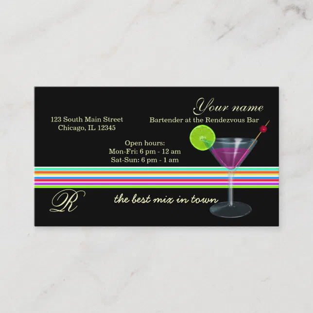 Bartender/Owner Bar Business Card | Zazzle