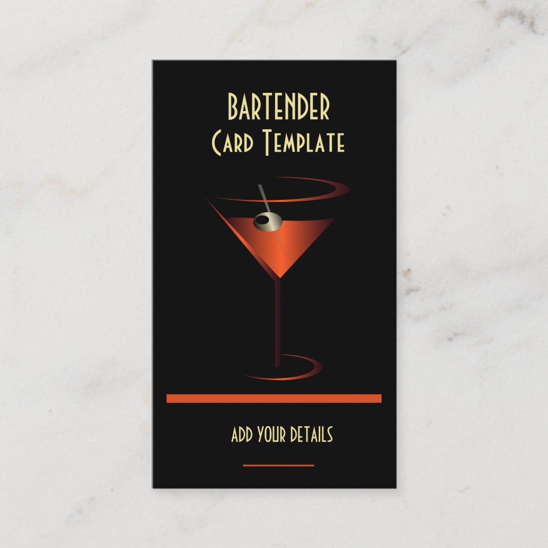 Bartender Red Metallic Cocktail Business Card | Zazzle