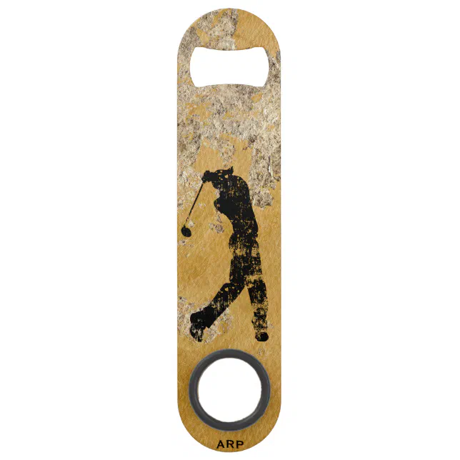 Bartender Rough Gold and Tan Textured Golfer Bar Key | Zazzle