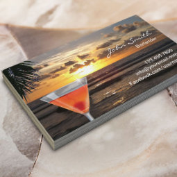 Bartender Tropical Sunset Beach Cocktail Business Card | Zazzle