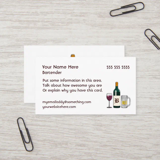 Bartender White Business Card | Zazzle