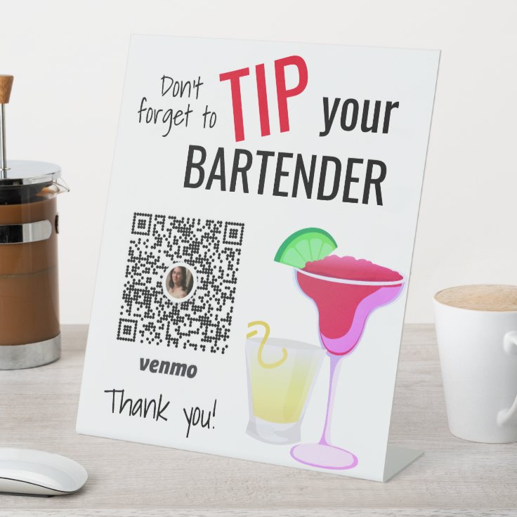 Bartending Supplies Tip Your Bartender Pedestal Sign | Zazzle