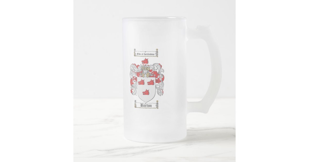 BARTON FAMILY CREST - BARTON COAT OF ARMS FROSTED GLASS BEER MUG | Zazzle