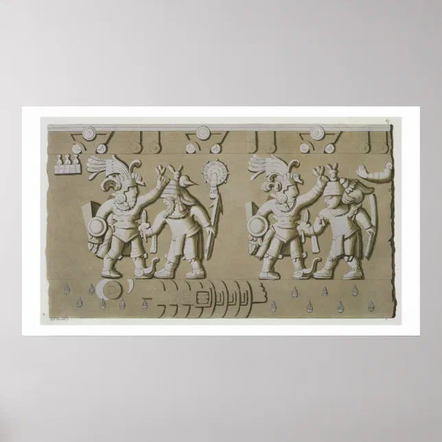 Bas Relief of Ancient Aztec Warriors, from The Sto Poster | Zazzle
