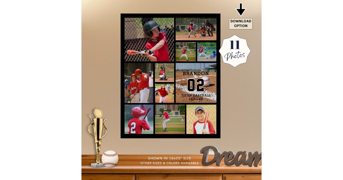 Baseball 11 Photo Collage Personalized Poster | Zazzle