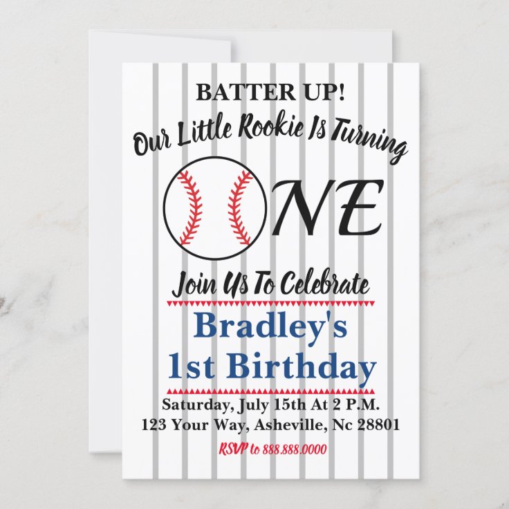 Baseball 1st Birthday Invitation | Zazzle