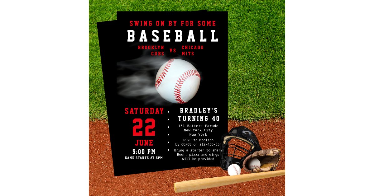 Baseball 40th Birthday Sports Party Invitation | Zazzle