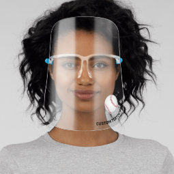 Baseball, Add Custom Text, Personalized Sports Face Shield | Zazzle