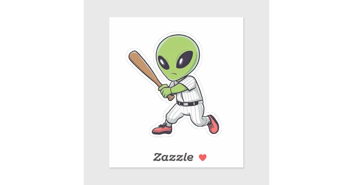 Baseball Alien Sticker | Zazzle