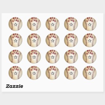 Baseball All Star Classic Round Sticker | Zazzle