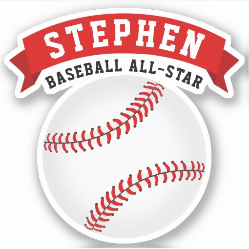 Baseball All-Star Name Sticker | Zazzle