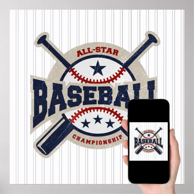 Baseball All Star Team Sport Birthday Party Banner Poster | Zazzle